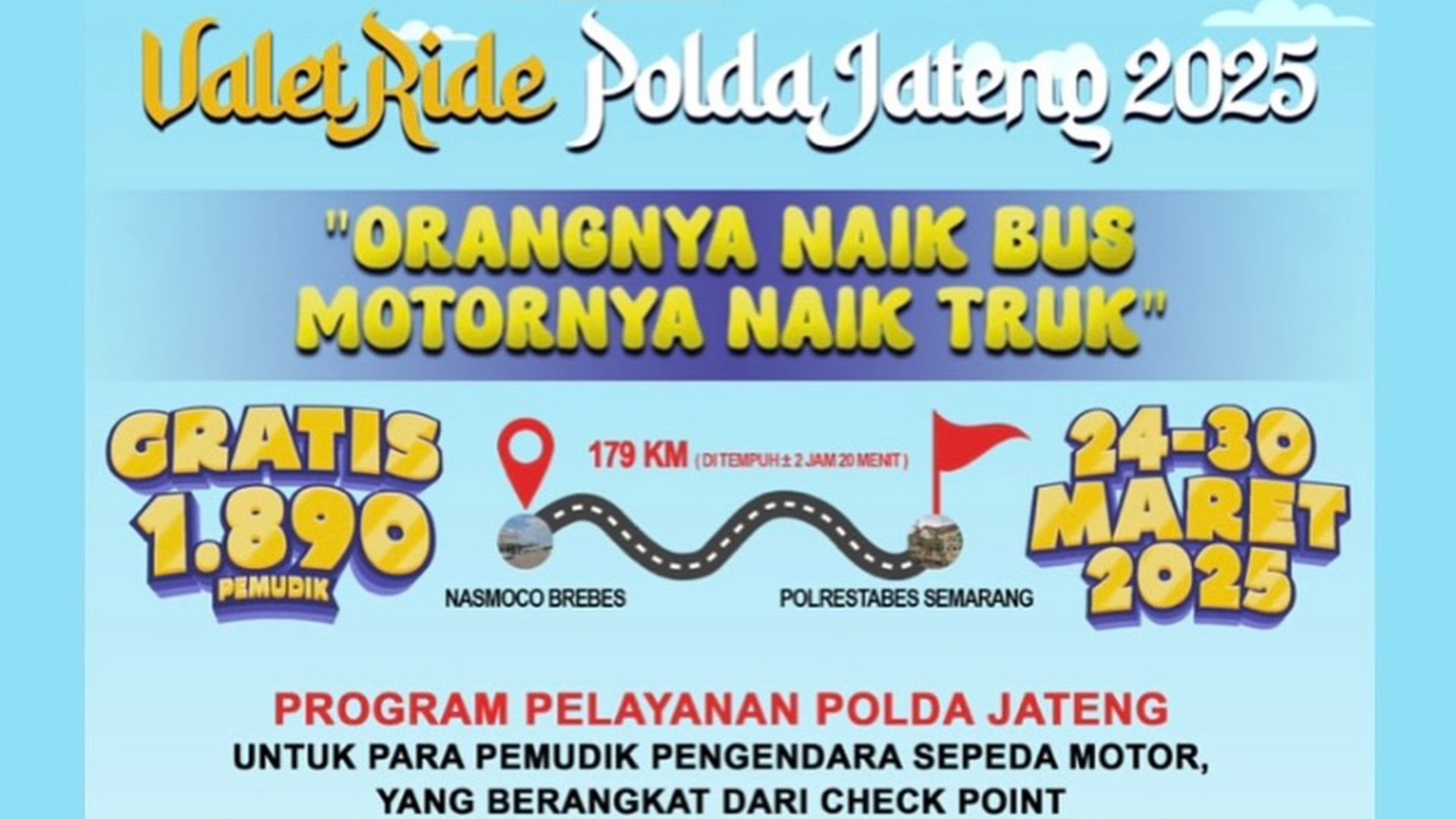 Cara Mudik Gratis Pakai Valet Ride Jateng 2025: Motor Naik Truk, Penumpang Naik Bus